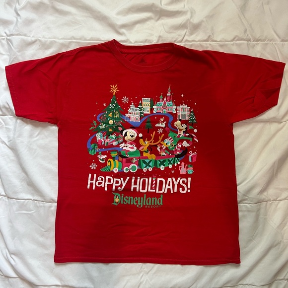 Disney | Shirts & Tops | Disneyland Red Holiday Kid Tshirt | Poshmark